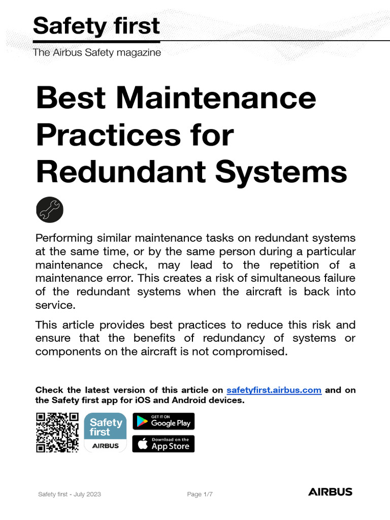 Best Maintenance Practices For Redundant Systems | PDF | Aviation | Transport