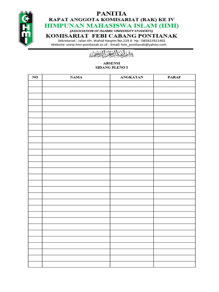Absensi Rak 2022 | PDF