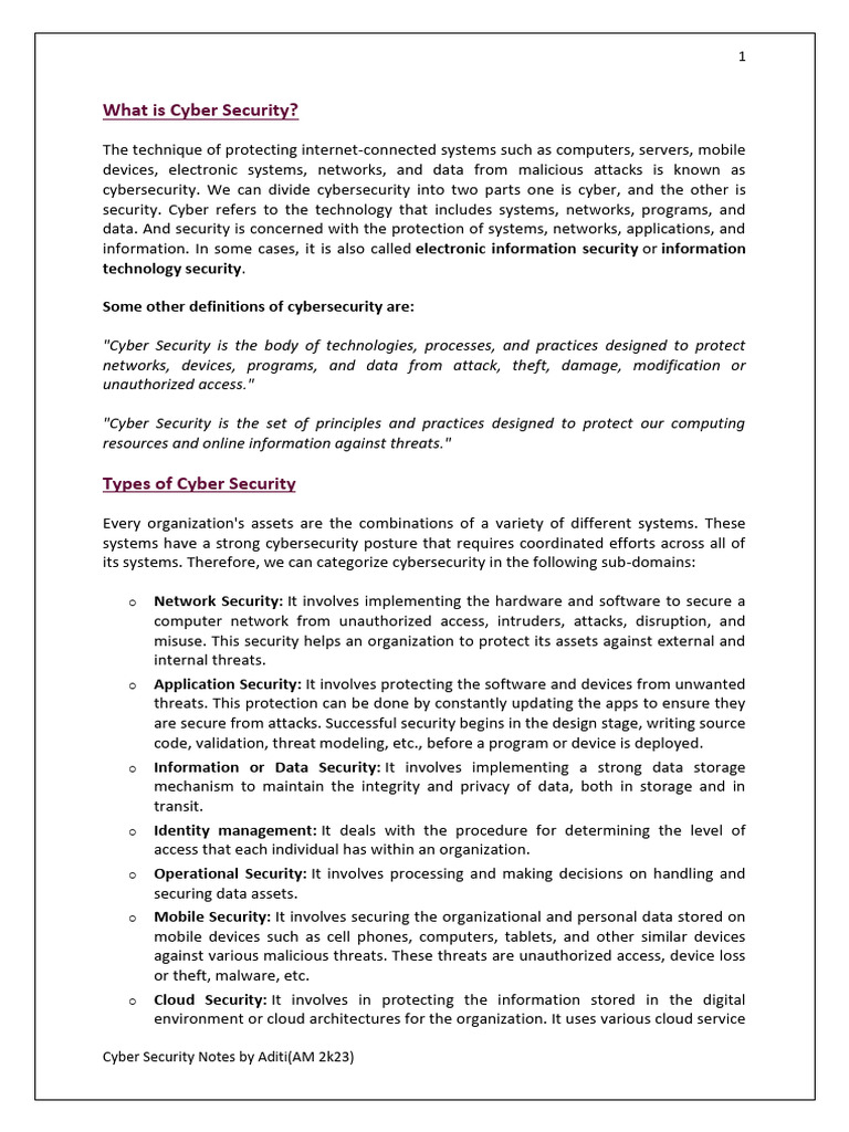 Cyber Security Pdf Security Computer Security
