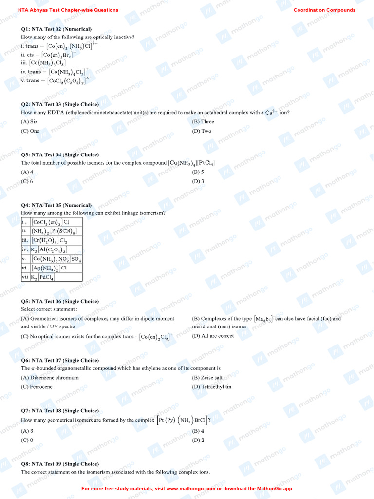 20 Coordination Compounds | PDF