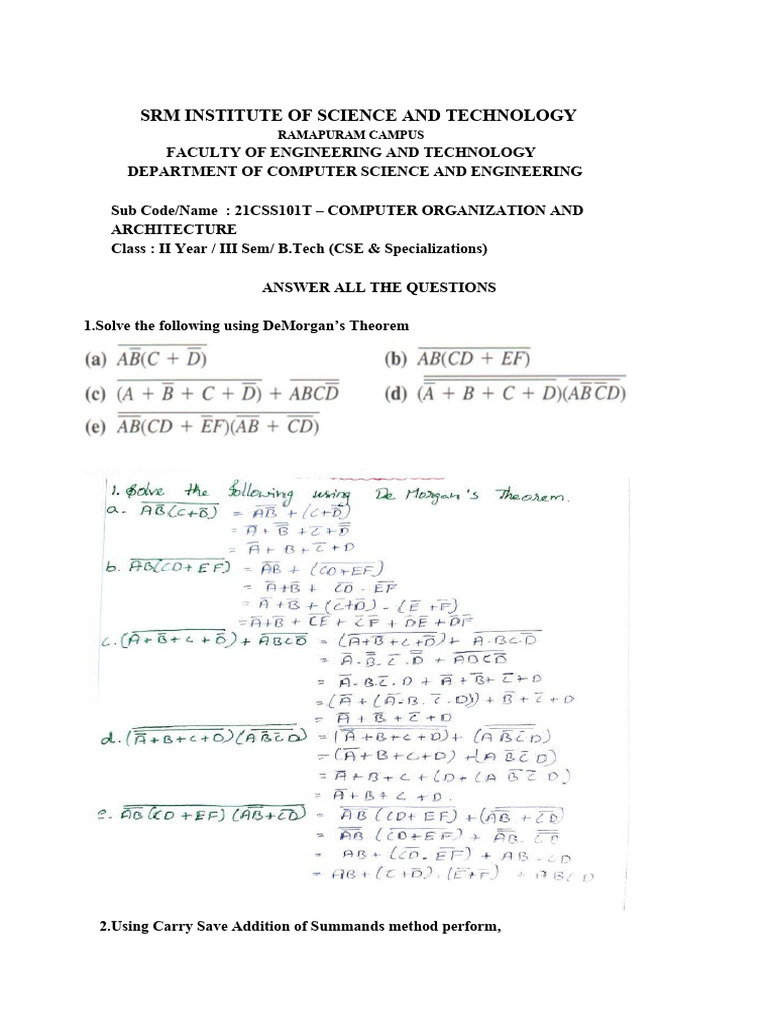 Solved Problems - Computer Organization and Architecture | PDF | Computers