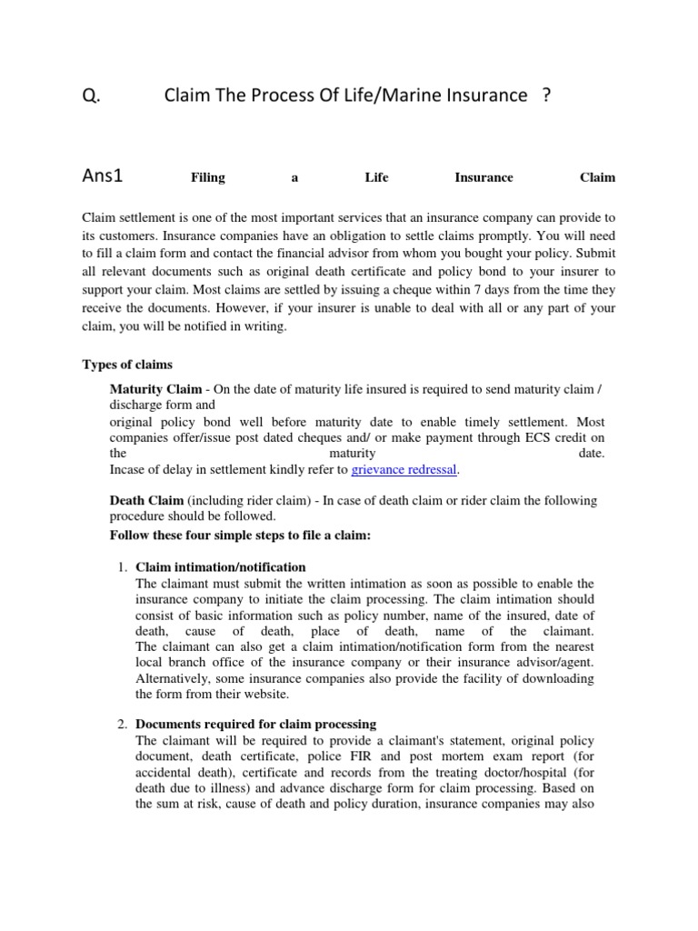 Marine Insurance Claims Process Guide | PDF | Insurance | Invoice