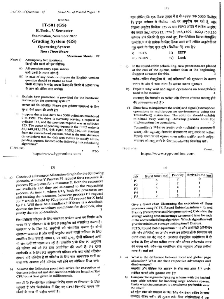 It 501 Operating System Nov 2022 | PDF
