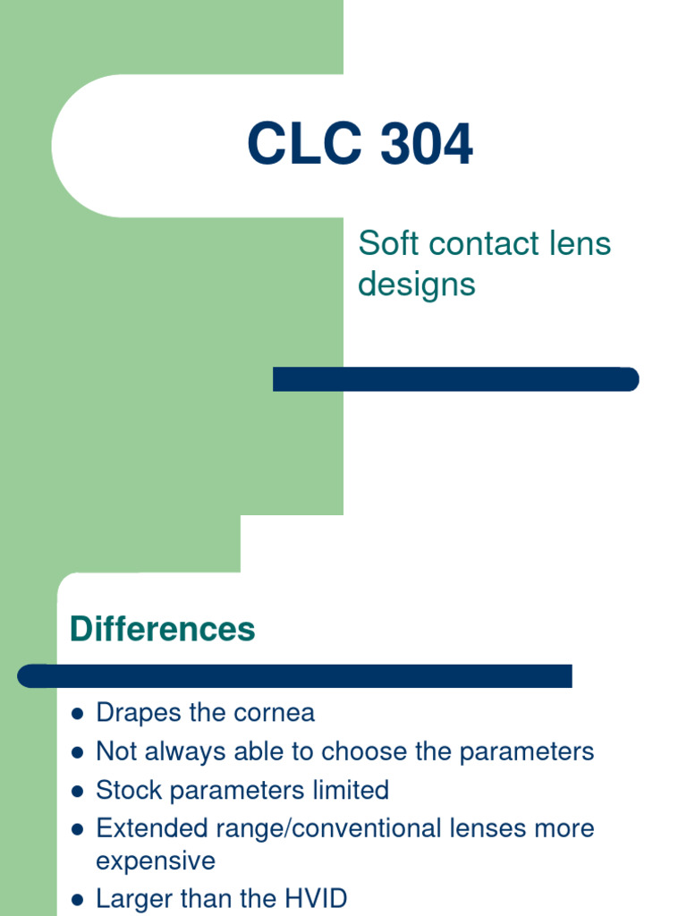 Soft Contact Lens Design and Fitting | PDF | Contact Lens | Elasticity ...