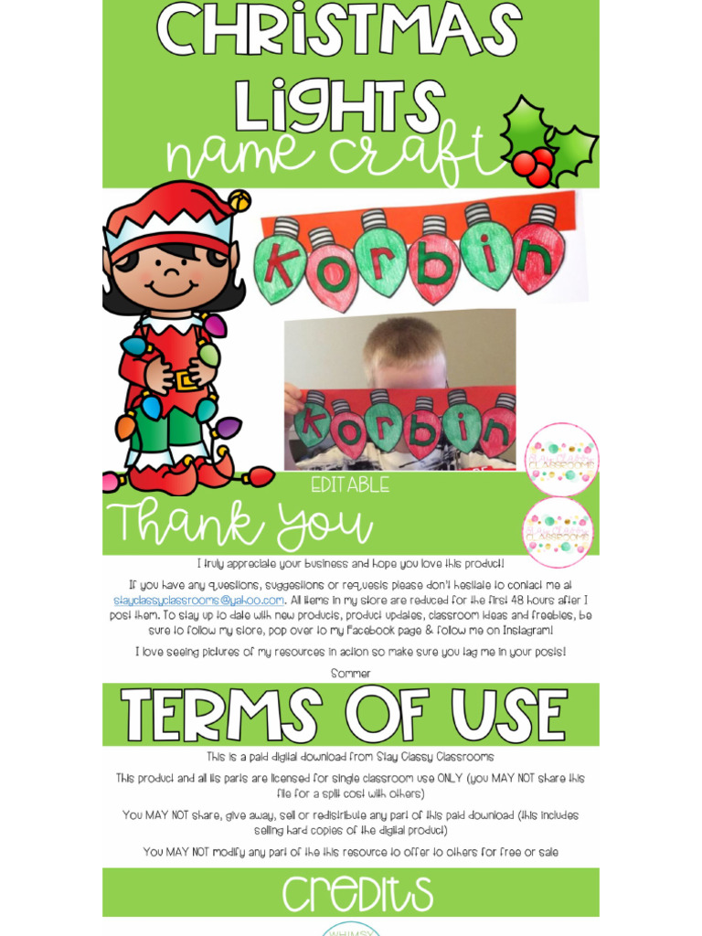 ChristmasLightsNameCraftEditable 1 | PDF