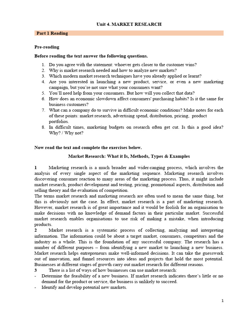 Unit 4 Market Research Student's | PDF | Marketing Research | Marketing