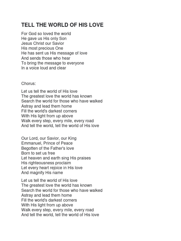 Tell The World of His Love | PDF