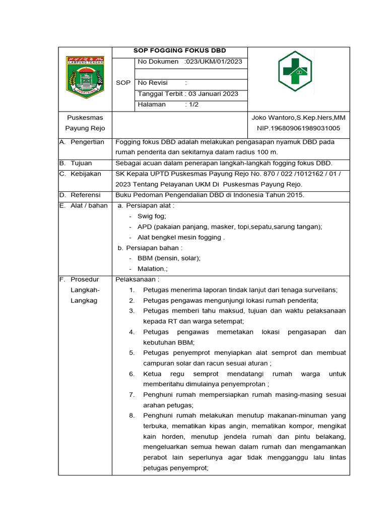 SOP Fogging DBD | PDF