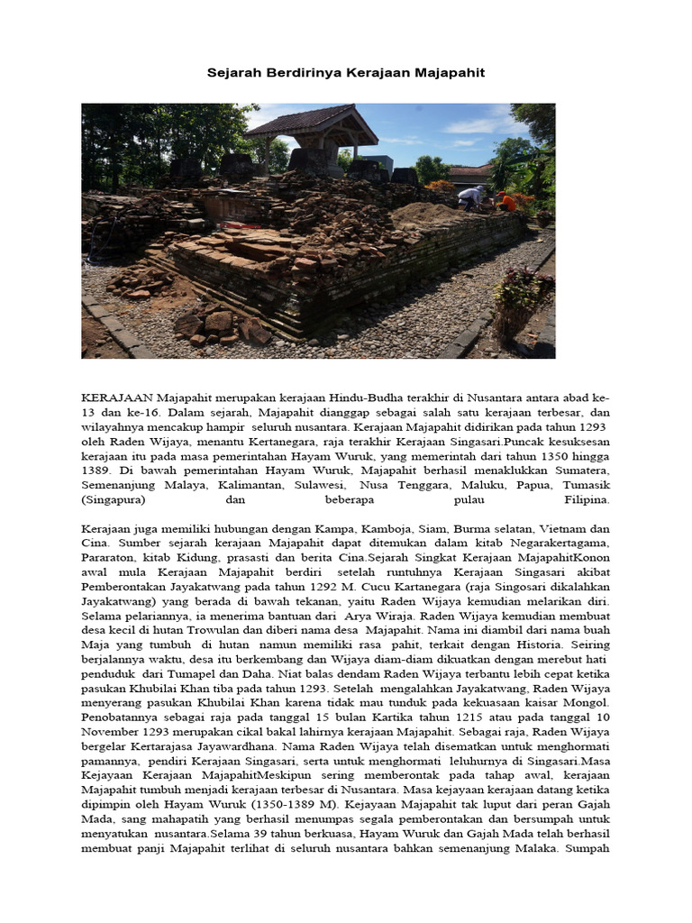 Sejarah Berdirinya Kerajaan Majapahit | PDF
