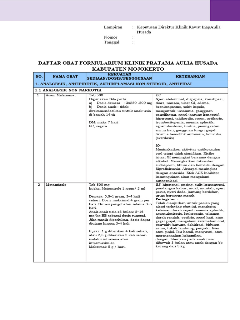 Formularium Klinik 2023 | PDF