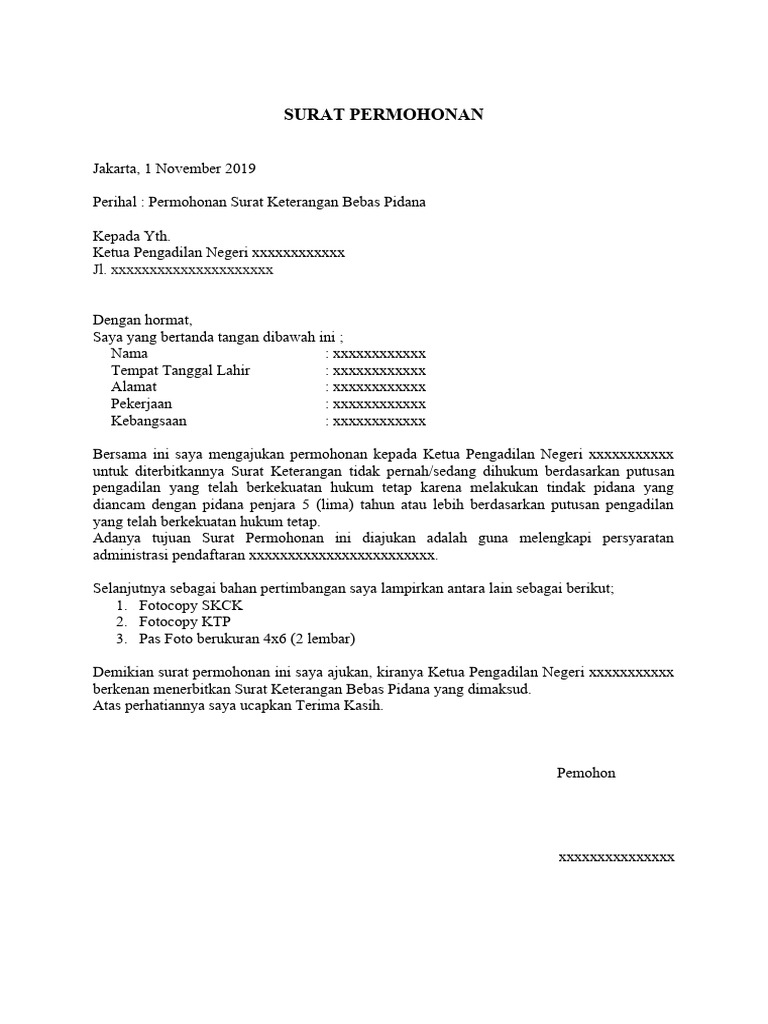 Draft Surat Permohonan SKBP | PDF