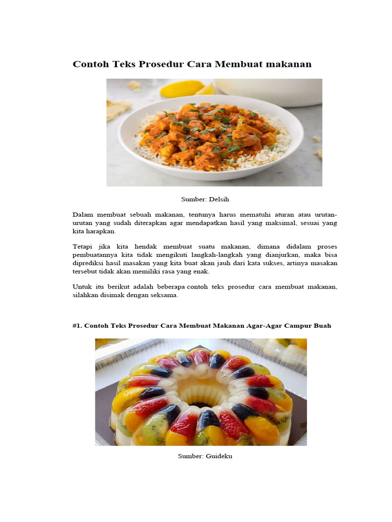 Contoh Teks Prosedur Cara Membuat Makanan | PDF
