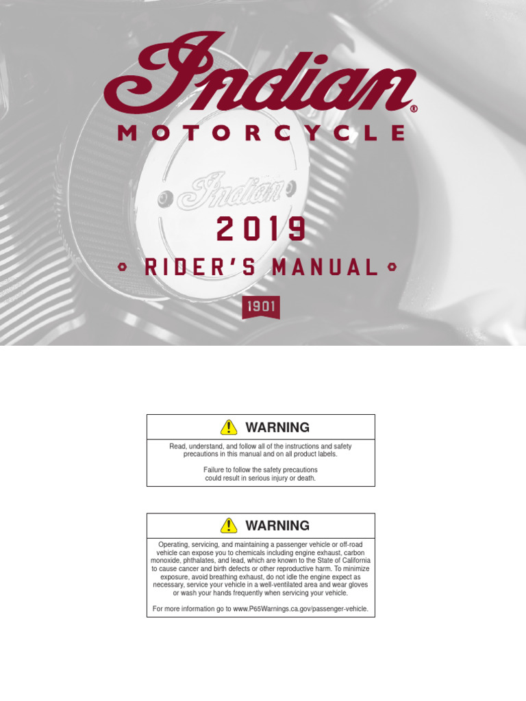 Indian Motorcycle Rider's Manual Author Indian Motorcycle International ...