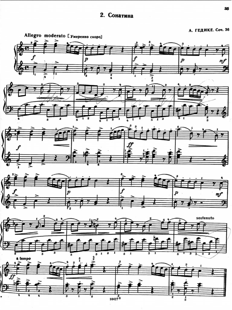 A Goedicke-Sonatina C Op. 36 | PDF