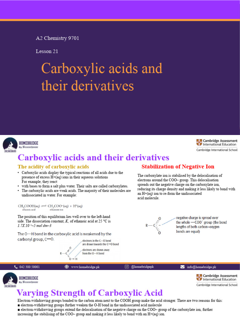 Chemistry Lesson 22 Carboxylic Acids and Therir Derivatives (Autosaved ...