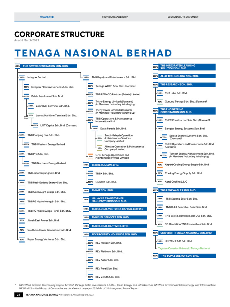 TNB AR 2022 Corporate Structure | PDF | Electric Power | Power (Physics)
