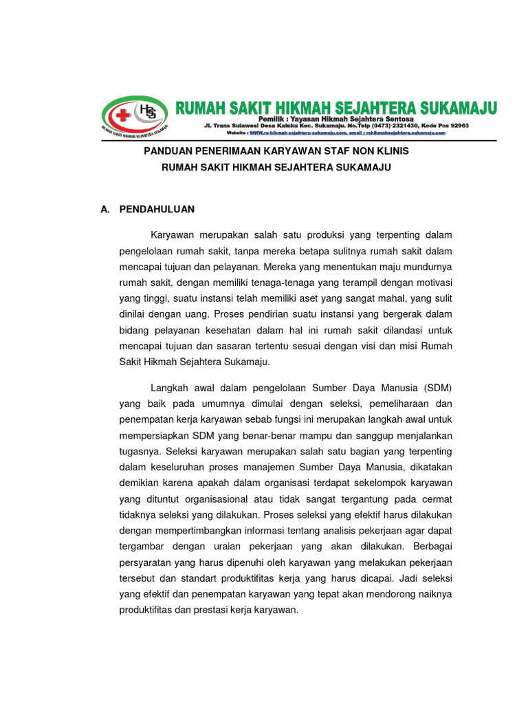 Panduan Penerimaan Karyawan Staf Non Klinis | PDF | Karier & Perkembangan