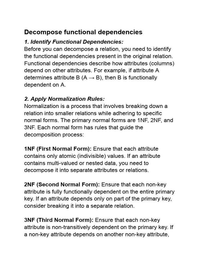 Decompose Functional Dependencies | PDF | Systems Science | Computing