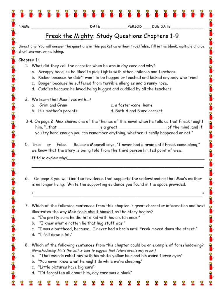 Freak The Mighty Revision Pack 1 | Download Free PDF | Narration