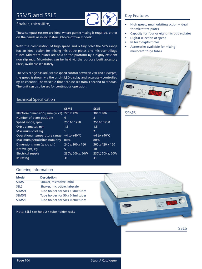 Stuart Page 104 SSM5 SSL5 Microtitre Shaker | PDF | Equipment ...