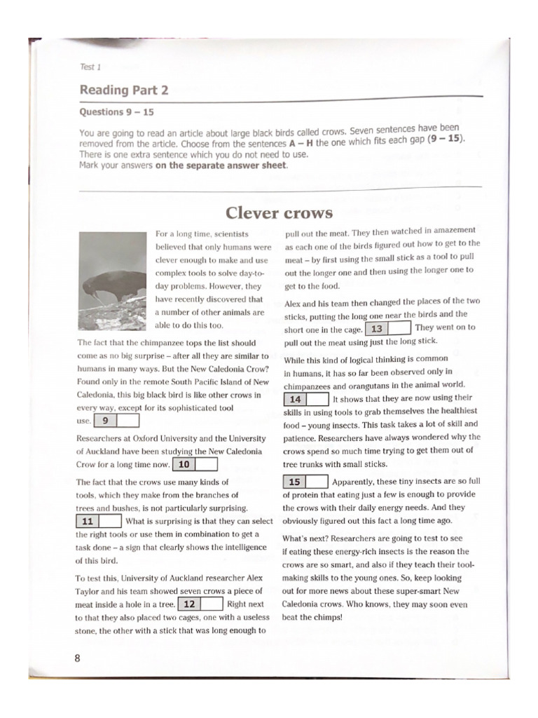 Reading Part 2 | PDF