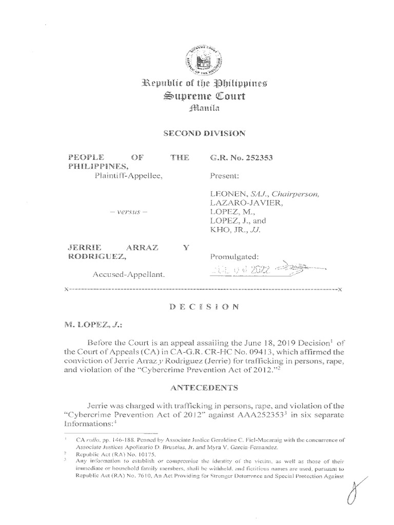People vs. Jerrie Arraz y Rodriguez, G.R. No. 252353, July6, 2022 | PDF