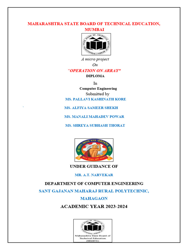 Maharashtra State Board of Technical Education, Mumbai: A Micro Project ...