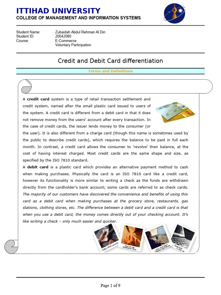 Credit and Debit Card Differentiation Assignment Research | PDF ...
