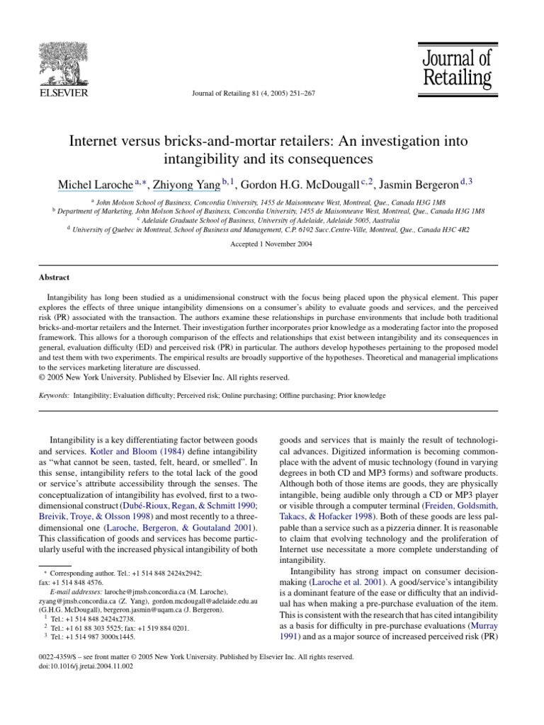 Internet Versus Bricks and Mortar Retail | PDF | Risk | Online And Offline