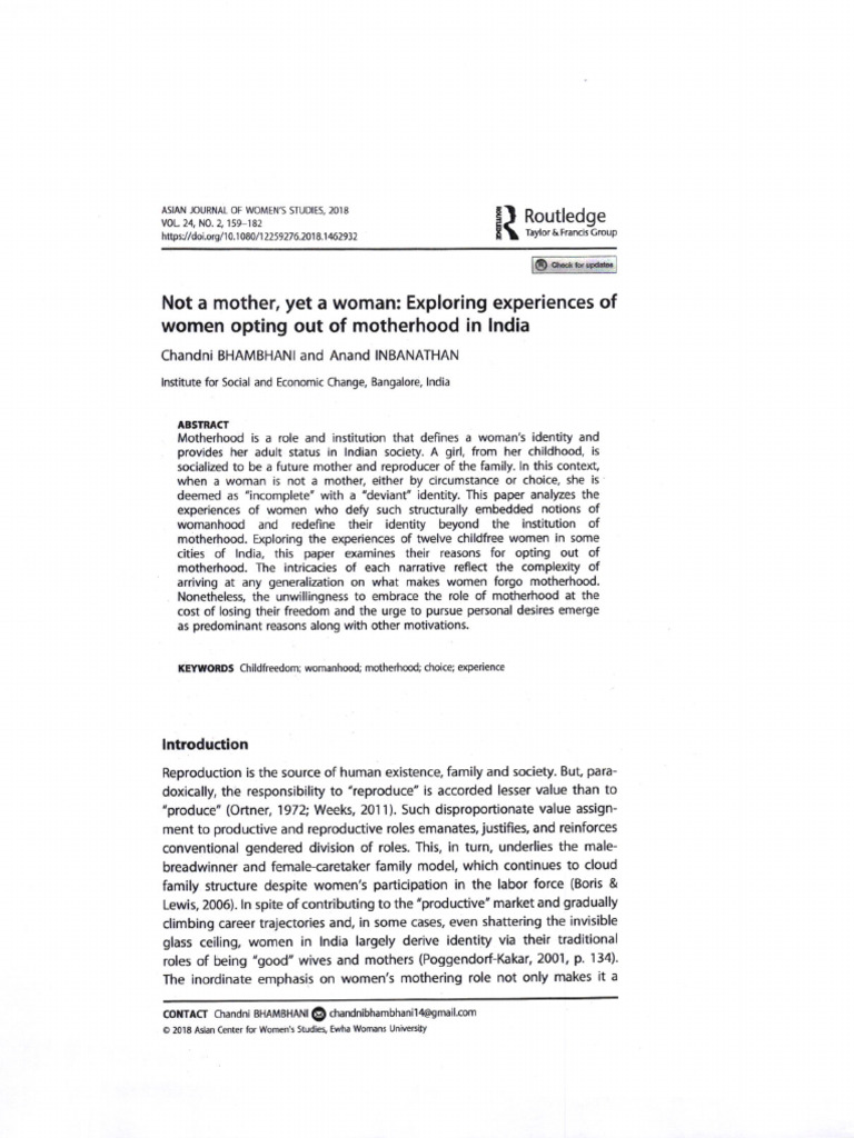 Asian Journal of Women - S Studies | PDF | Mother | Sampling (Statistics)