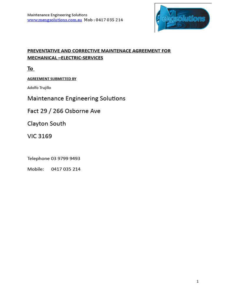 Maintenance Proposal | PDF | Mechanical Engineering