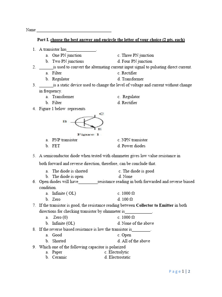Electronics Exam | PDF | Transistor | Diode