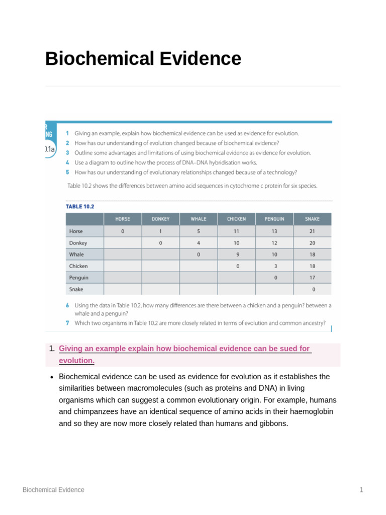 Biochemical Evidence | PDF | Biochemistry | Chemistry