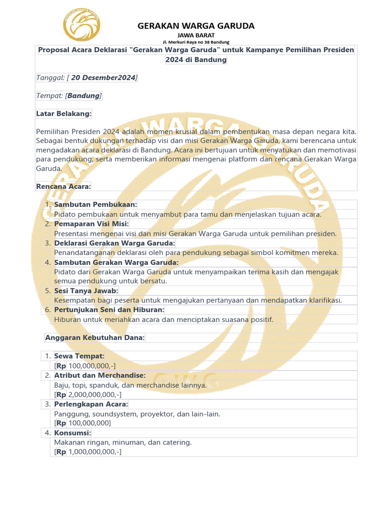 Proposal Acara Deklarasi | PDF