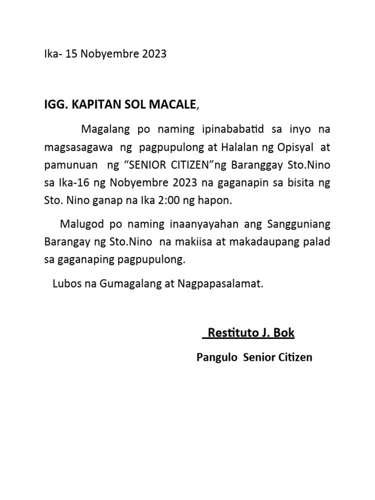 Letter of Senior Citizen | PDF