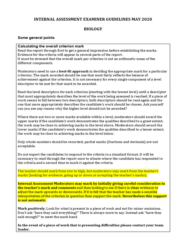 IA Marking Guidelines BIOLOGY M2020 | PDF | Statistics | Data