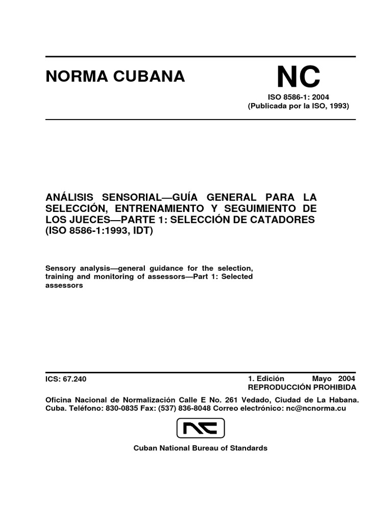 NC ISO 8586-1 A2004 28p Ieu | PDF | Reclutamiento | Concentración