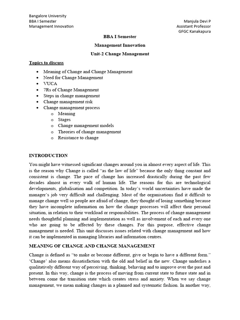 Unit-2 Change Management | PDF | Change Management | Cognition