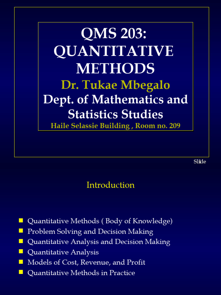 New - QMS 203 - Lecture1 - Model - Stud | PDF | Mathematical Model ...