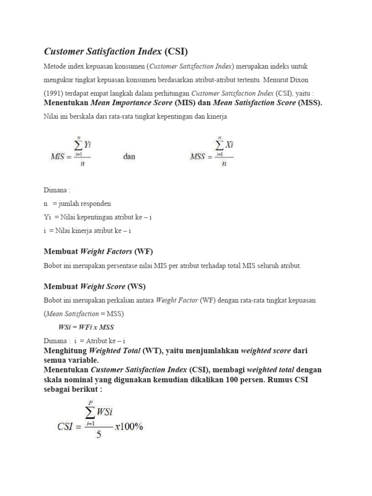 Metode Penghitungan Customer Satisfaction Index | PDF