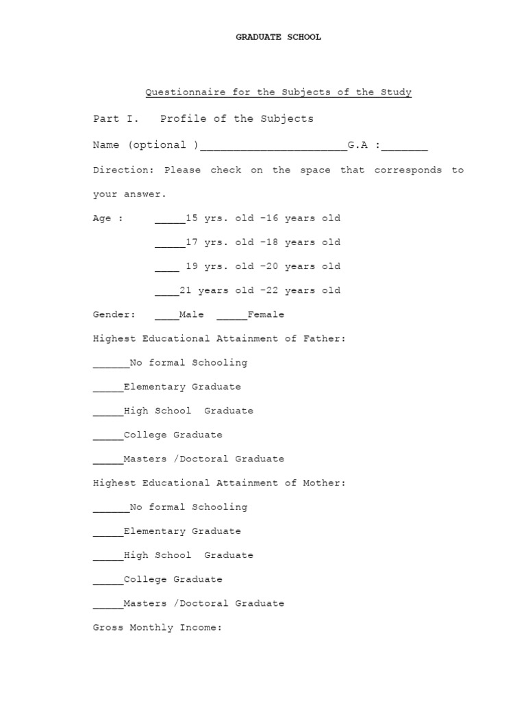 Questionnaire-EDITED | PDF | Teachers | Cognitive Science
