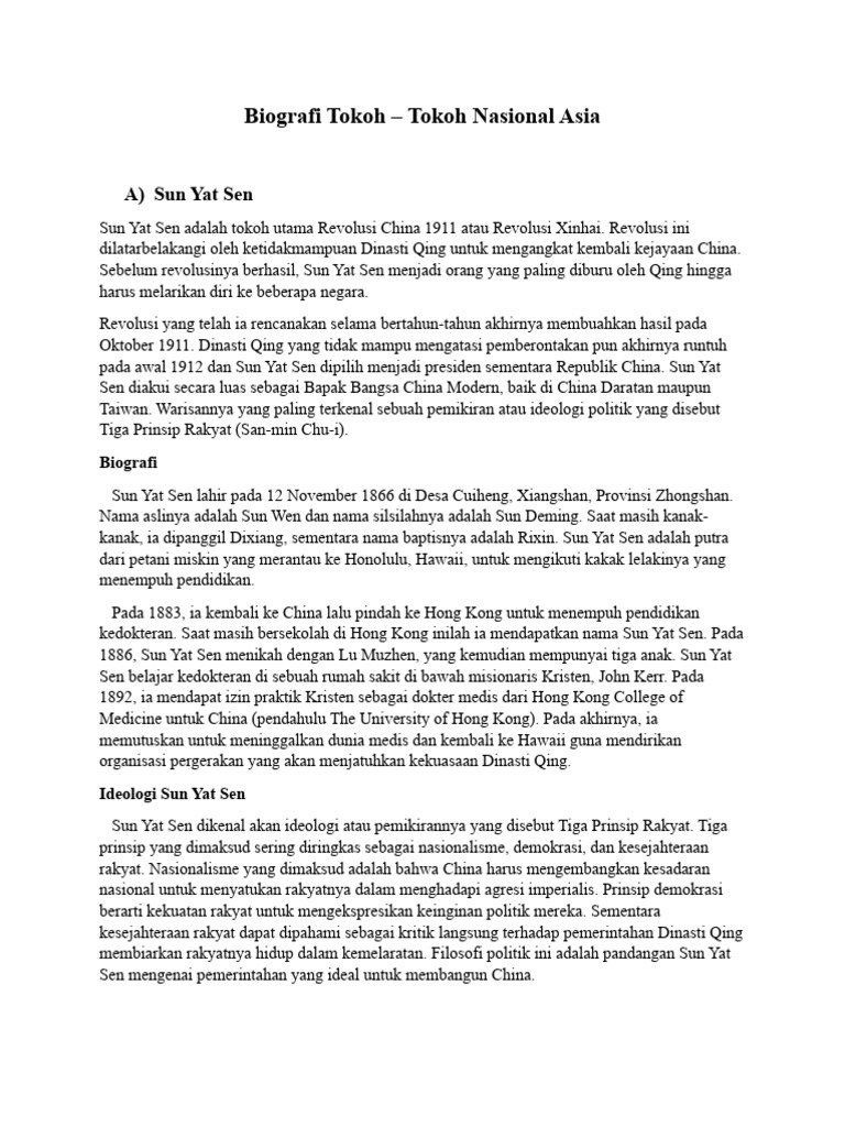 Biografi Tokoh Revolusi Asia | PDF