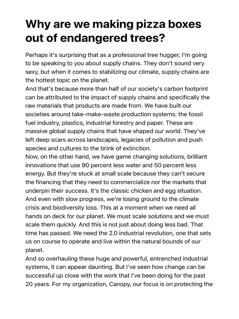 Nicole Rycroft - Why Are We Making Pizza Boxes Out of Endangered Trees ...