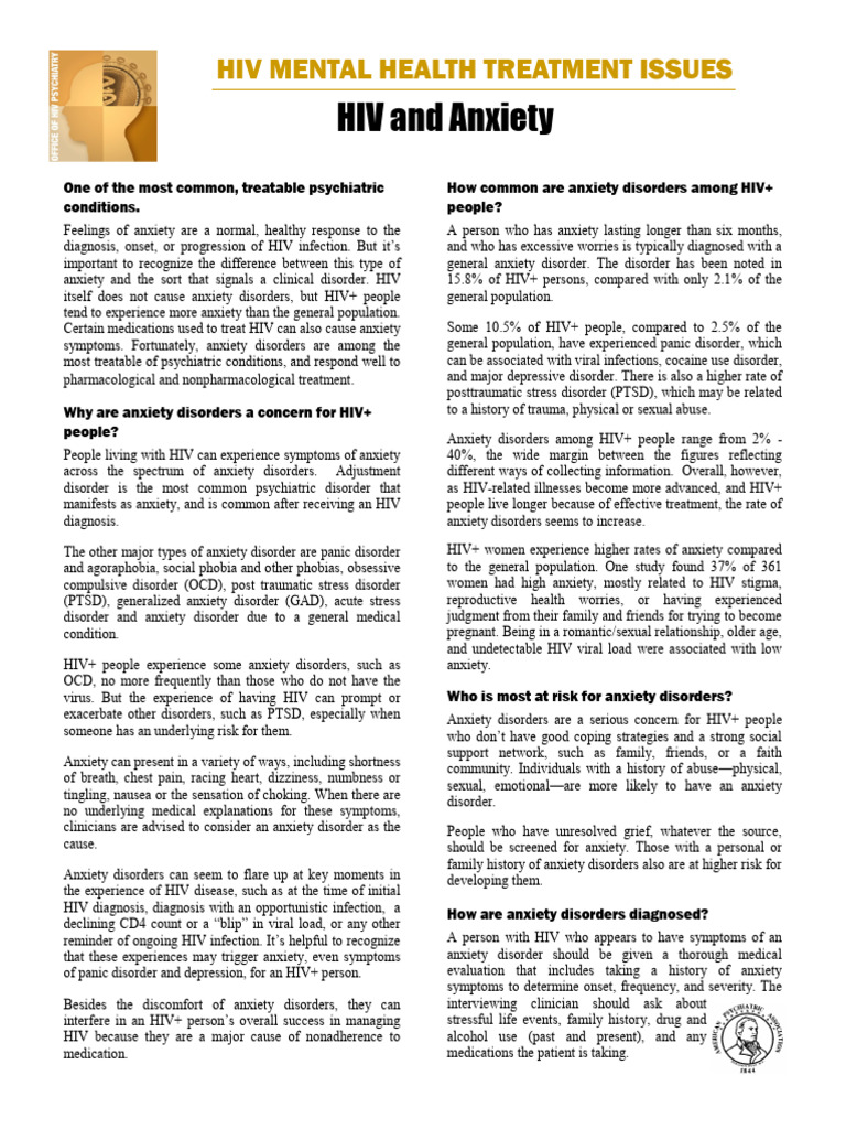 FactSheet Anxiety 2012 | PDF | Anxiety Disorder | Mental Disorder