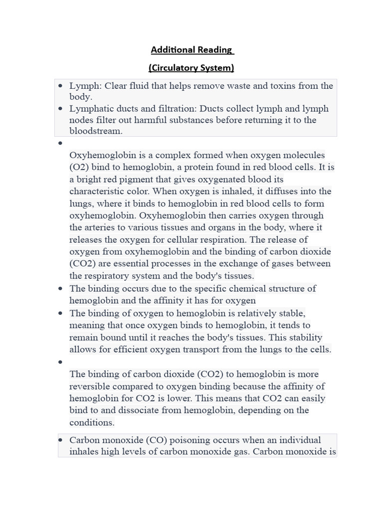 Additional Reading | PDF | Hemoglobin | Blood