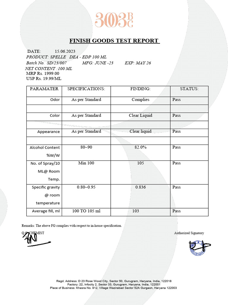 Biba Test Report Dispatched On 05.06.2023 | PDF | Physical Sciences ...
