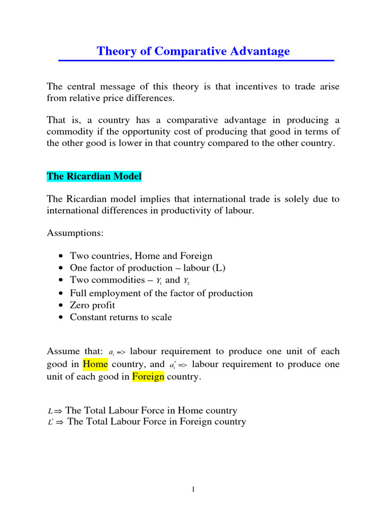 Trade-lecture-03-Comparative Advantage-1 | PDF | Comparative Advantage | Economic Equilibrium