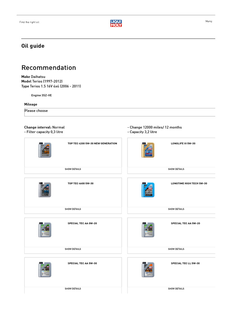 Oil Guide - LIQUI MOLY | PDF | Motor Oil | Car