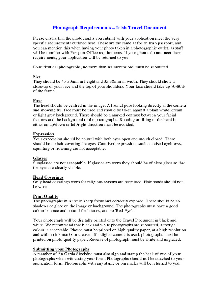 Travel Document Photo Requirements | PDF | Photograph | Glasses