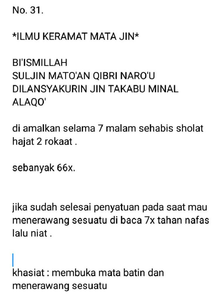Ilmu Keramat Mata Jin | PDF